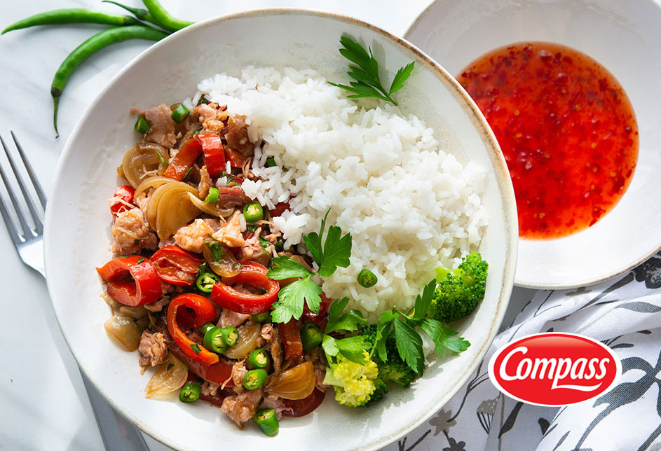 Asian chicken with rice - Compass